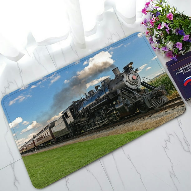 EREHome historic steam train passes through the fields Doormat Bath Mat ...