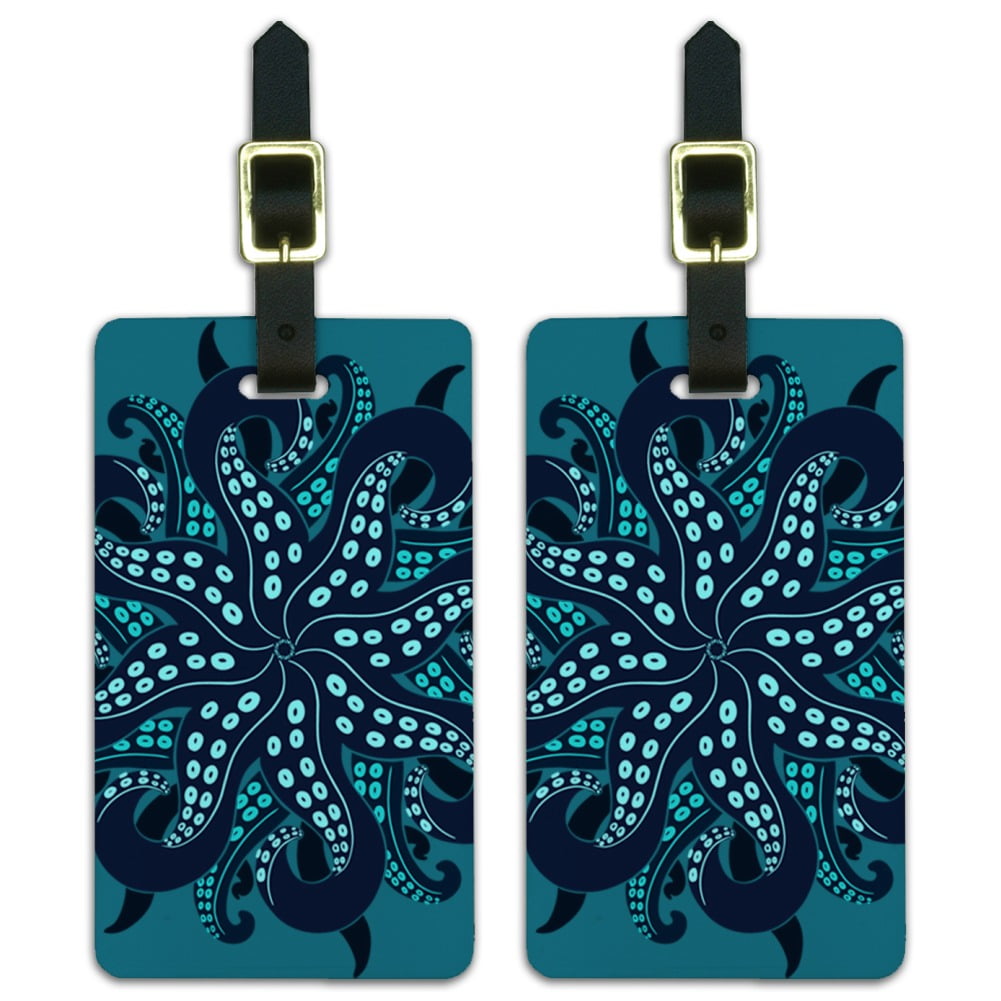 Octopus Squid Tentacles Luggage ID Tags Suitcase Carry-On Cards - Set ...