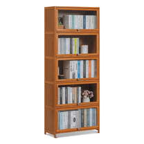 Magshion Free Standing Bamboo/Acrylic 5 Shelves Bookshelf with Door ...