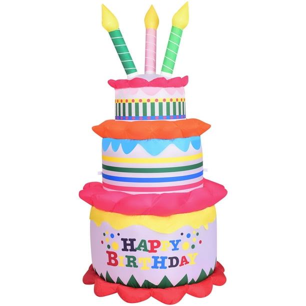 Fraser Hill Farm 6-Ft. Inflatable Happy Birthday Cake with Lights ...