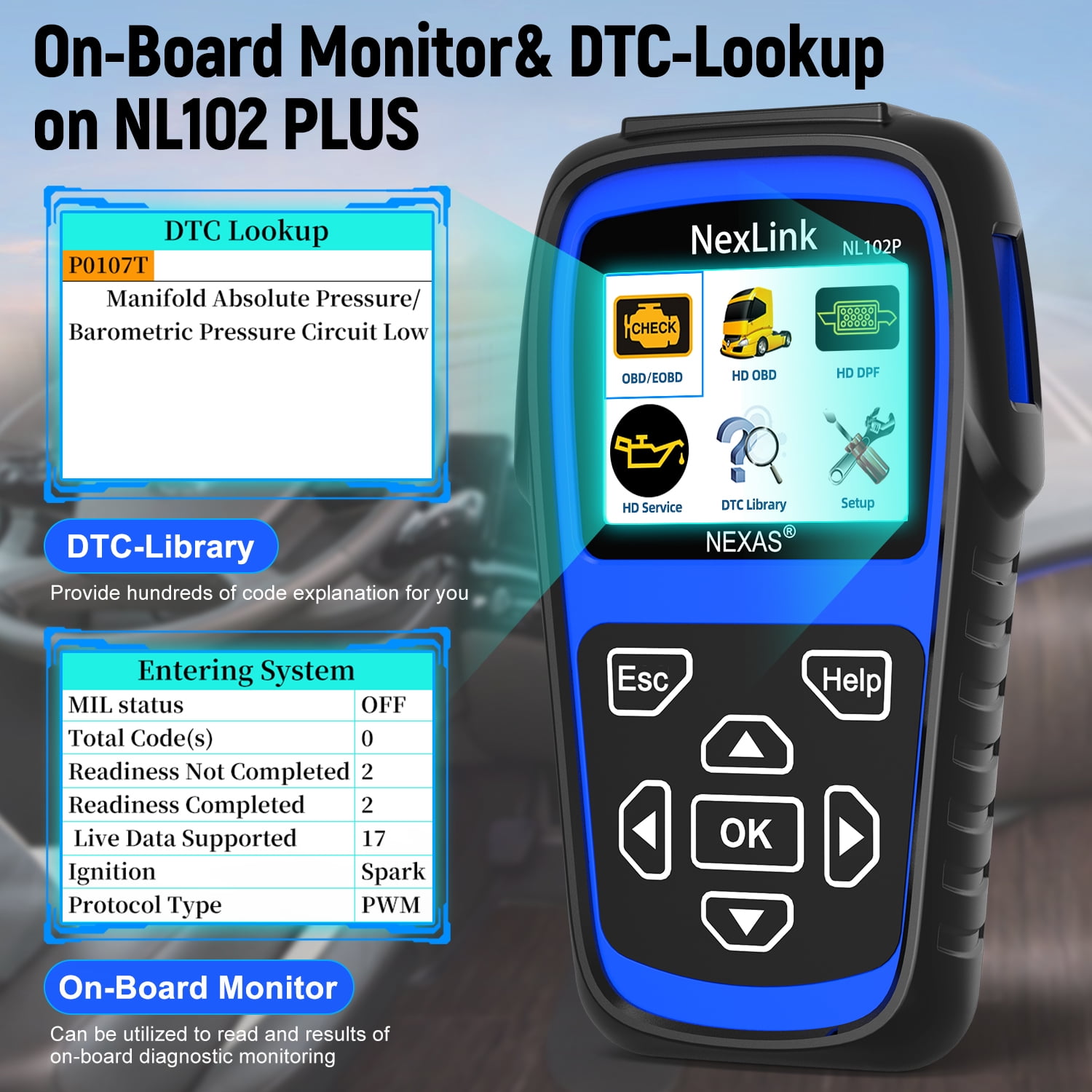 Buy Nexas NL102P Truck Scanner Diesel OBD Scanner HD OBD Heavy Duty ...
