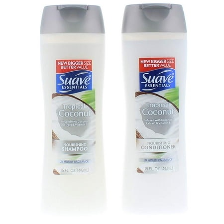 Suave Essentials Tropical Coconut Shampoo and Conditioner 15 Fl. Oz ...