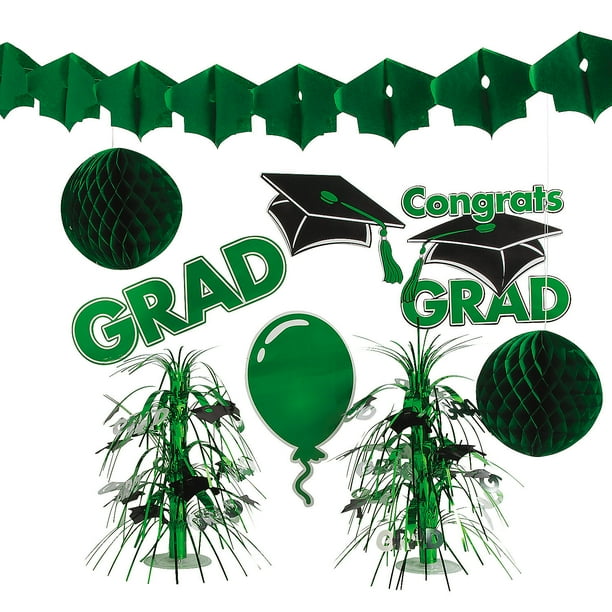 Green Graduation Decorating Kit - Party Decor - 9 Pieces - Walmart.com ...
