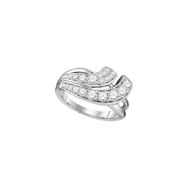 Fb Jewels 14kt White Gold Womens Round Diamond Double Row Crossover