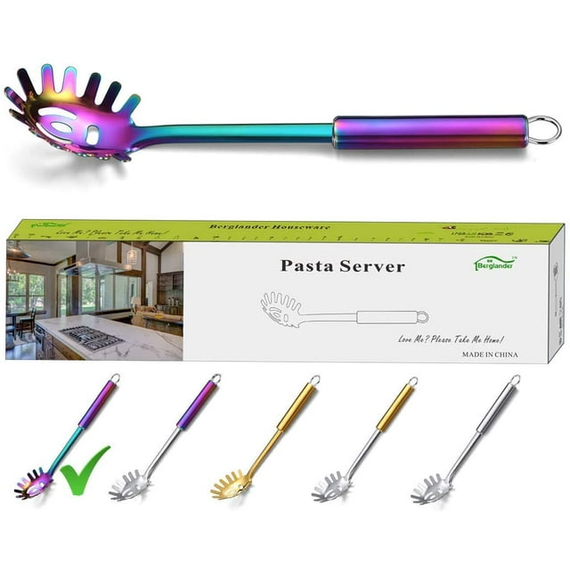 ReaNea Rainbow Pasta Spoon, Stainless Steel Spaghetti Spoon Server ...
