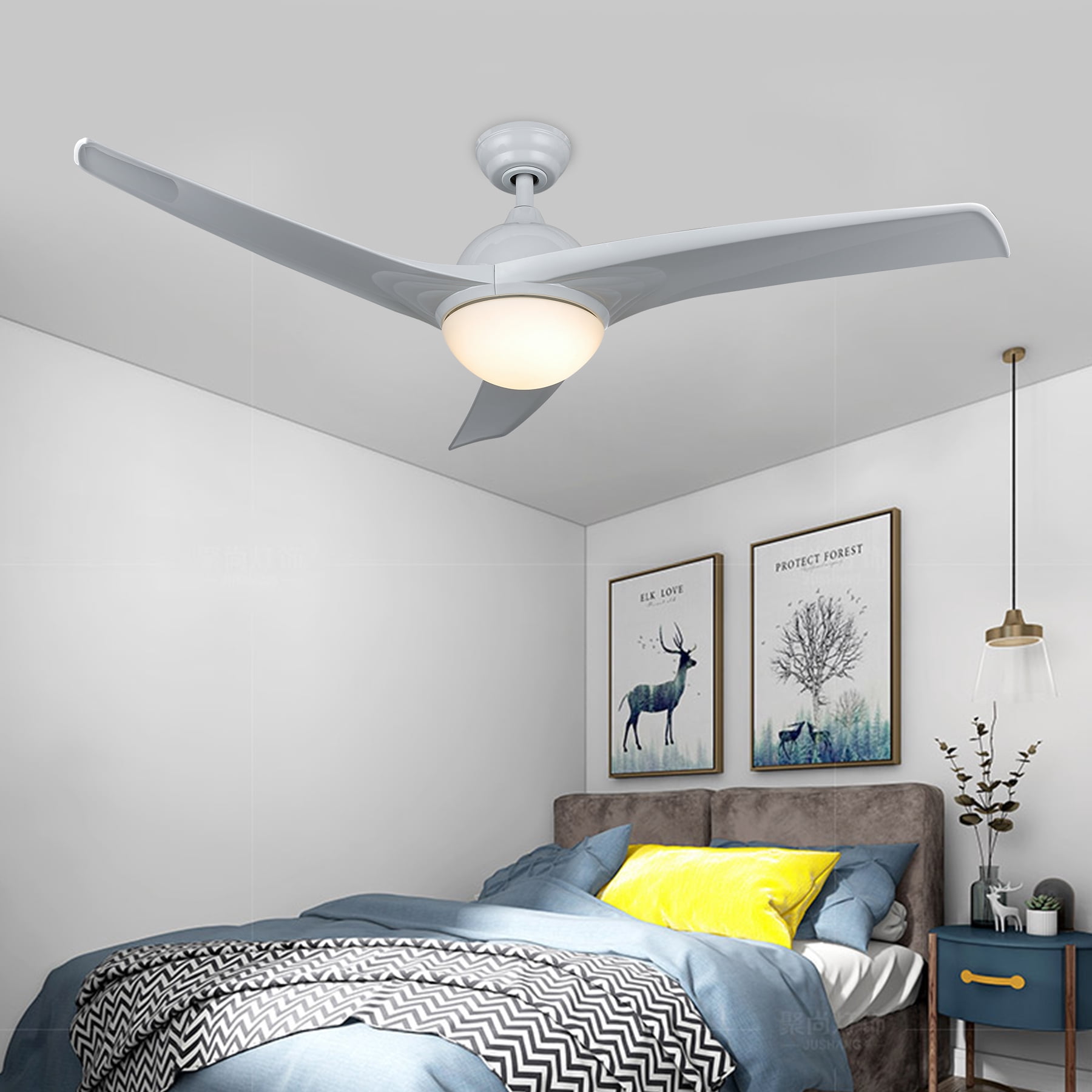 Preenex 52" Ceiling Fan w/ LED Light(3000K/4500K/6000K) White Finish ...
