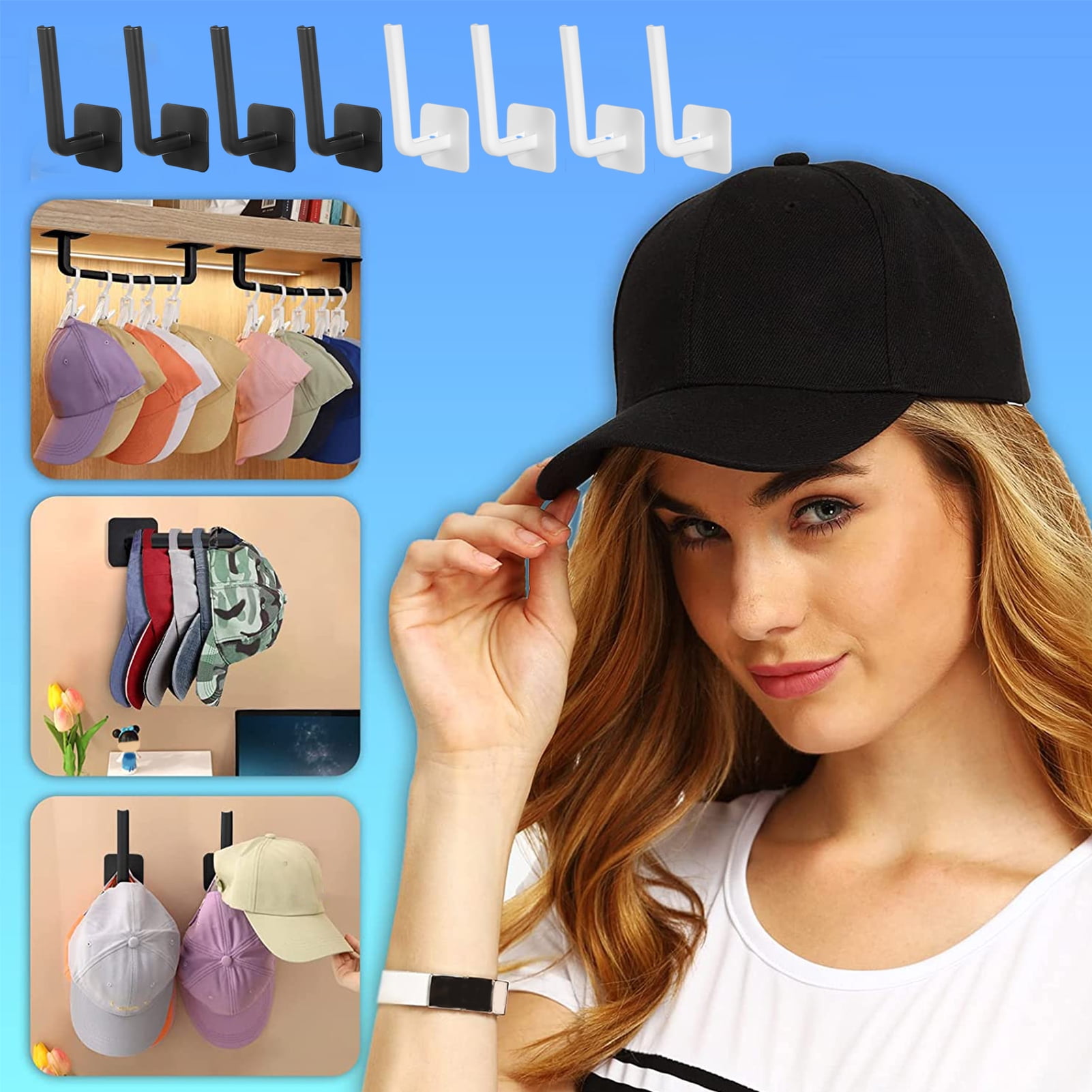 UDIYO 4Pcs Hat Storage Racks Simple Operation Self-adhesive ...