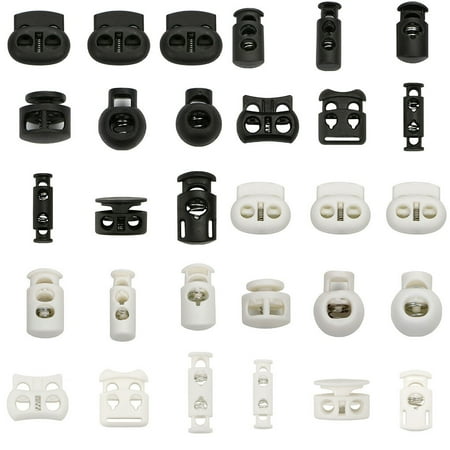 destyer 100 Pieces Plastic Stopper Shoelace Cord Lock Single Double ...