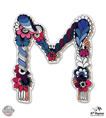 Letter M Floral Style - 8" Vinyl Sticker - For Car Laptop I-Pad ...