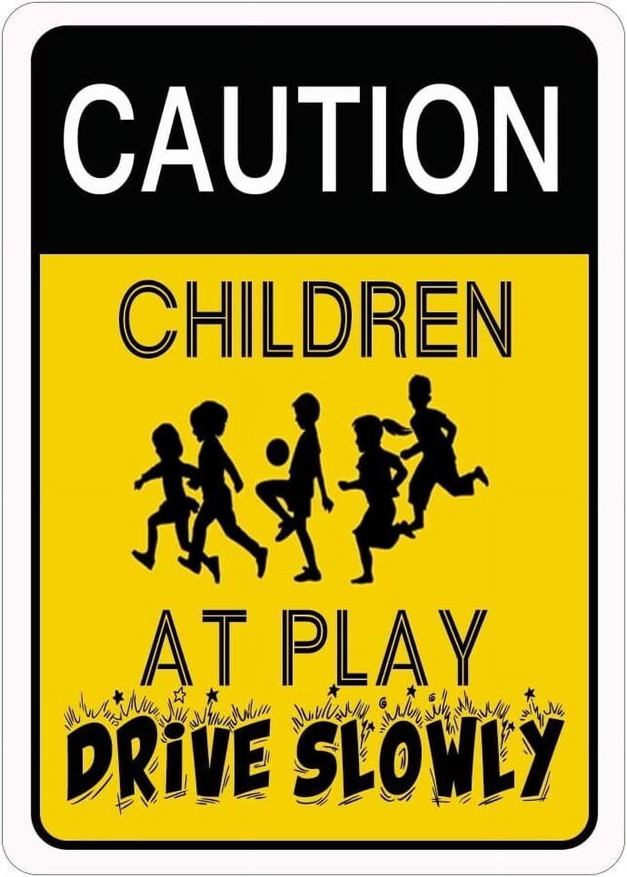 (Metal de aluminio) Advertencia Precaución Niños jugando Conduzca ...