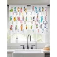 Alphabet Letter Sheer Curtains 54 inches Long, Colorful Cartoon Animals ...