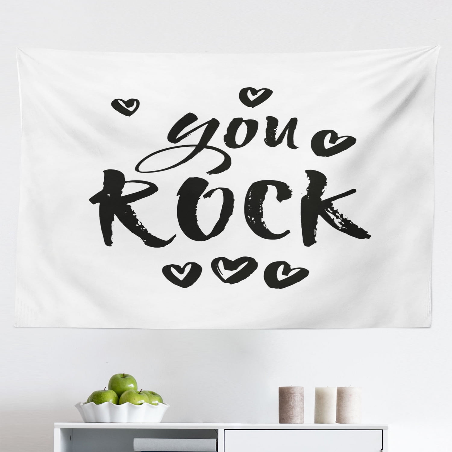 You Rock Tapestry, Cursive Typography on Striped Background, Fabric ...
