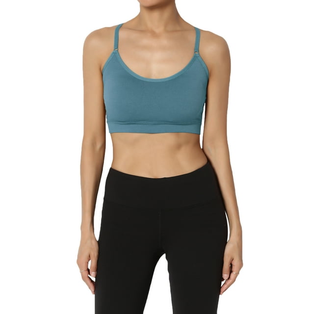 Themogan Womens Plus Removable Pad Cross Back Spaghetti Strap Bra Top