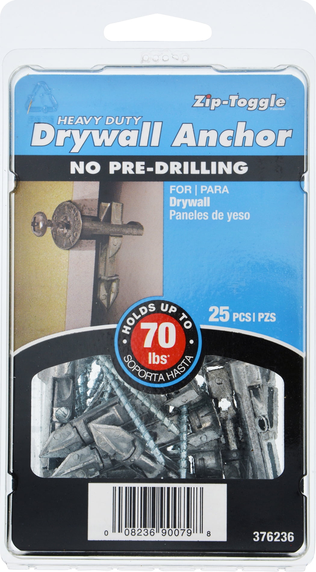 Hillman Zip Toggle Bolt, Drywall Anchor, Heavy Duty, Steel, Silver, 70 ...