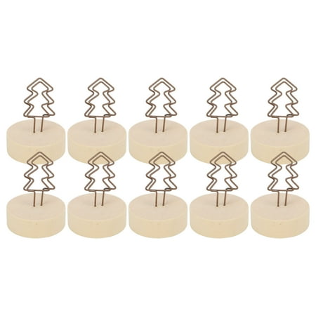 Table Card Holder, Cute Design Round Wood Base Name Card Clips Retro 10 ...