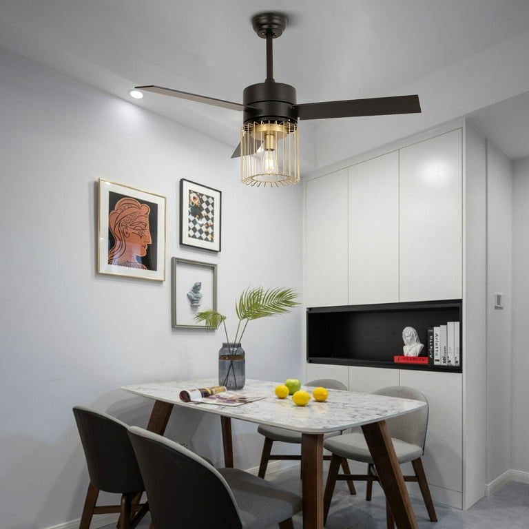 Retro Fan Light With Cage 52 Inch Industrial Rustic Edison Ceiling Fan