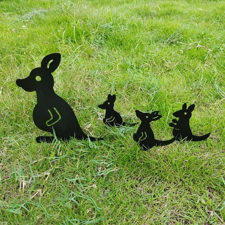 Tatum88 4 Pack Black kangaroo Silhouette Cute Metal kangaroo Garden ...