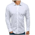 Linmoua Men Autumn Casual Formal Slim Fit Solid Long Sleeve Dress Shirt