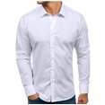 Linmoua Men Autumn Casual Formal Slim Fit Solid Long Sleeve Dress Shirt