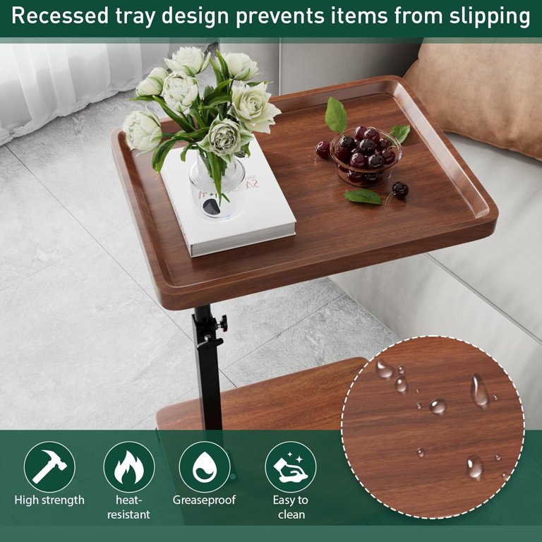 Adjustable Tray Table On Wheels