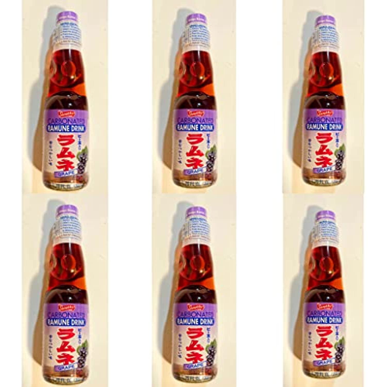 Shirakiku Grape Flavor Carbonated Ramune Dink 6.76 Fl Oz(6 Bottle ...