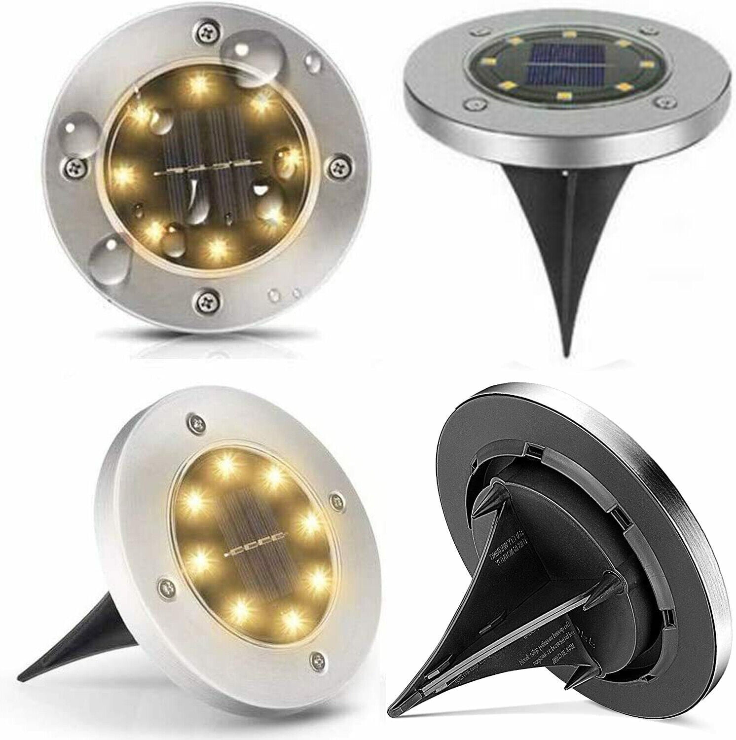 4 Pack Solar Ground Lights Disk Light Outdoor Waterproof In-Ground ...