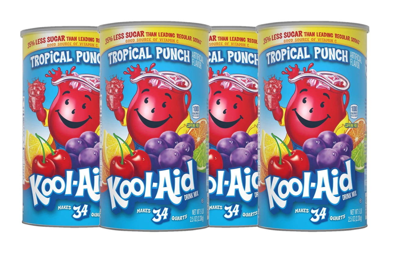 4 Pack | Kool-Aid Sweetened Tropical Punch Powdered Drink Mix (82.5 oz ...