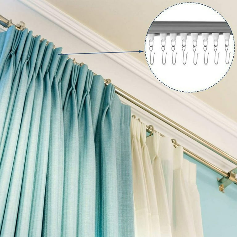 120 Pcs Window Curtains Drape Connection Hook Metal Clothes Rack Drapery Hook Pin Curtain Hooks for Track Ceiling Hook Shower Curtain Steel Bright