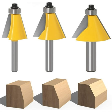 SICED 3pcs 8mm Shank Chamfer Router Bit Set Bevel Router Bits 15 Degree ...