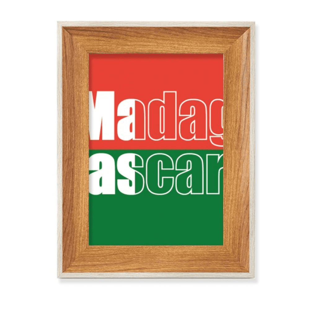 Madagascar bandera del pais nombre Escritorio Marco de fotos de madera ...