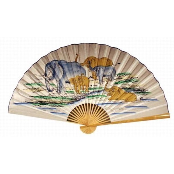 "Classic 35"" Oriental Feng Shui Wall Fan-Elephants" - Walmart.com ...
