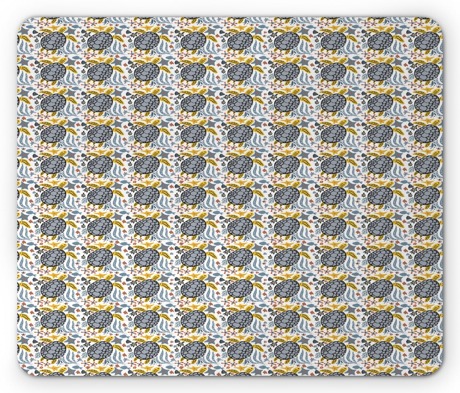 Turtle Mouse Pad, Hand Drawn Ocean Fauna Pattern with Tortoise Shells ...