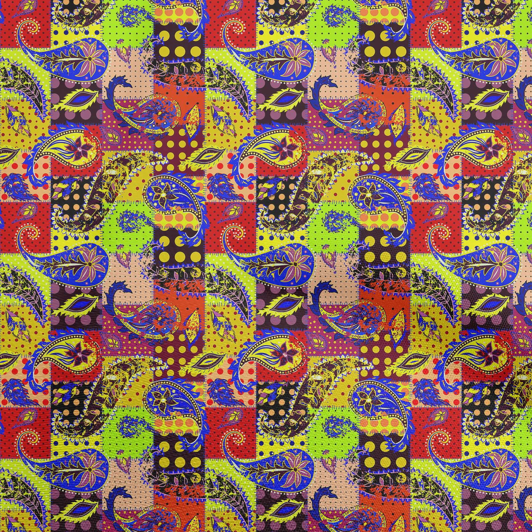 oneOone Cotton Cambric Red Fabric Paisley Patchwork Diy Clothing ...