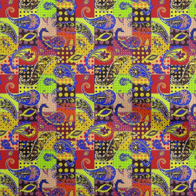 oneOone Cotton Cambric Red Fabric Paisley Patchwork Diy Clothing ...