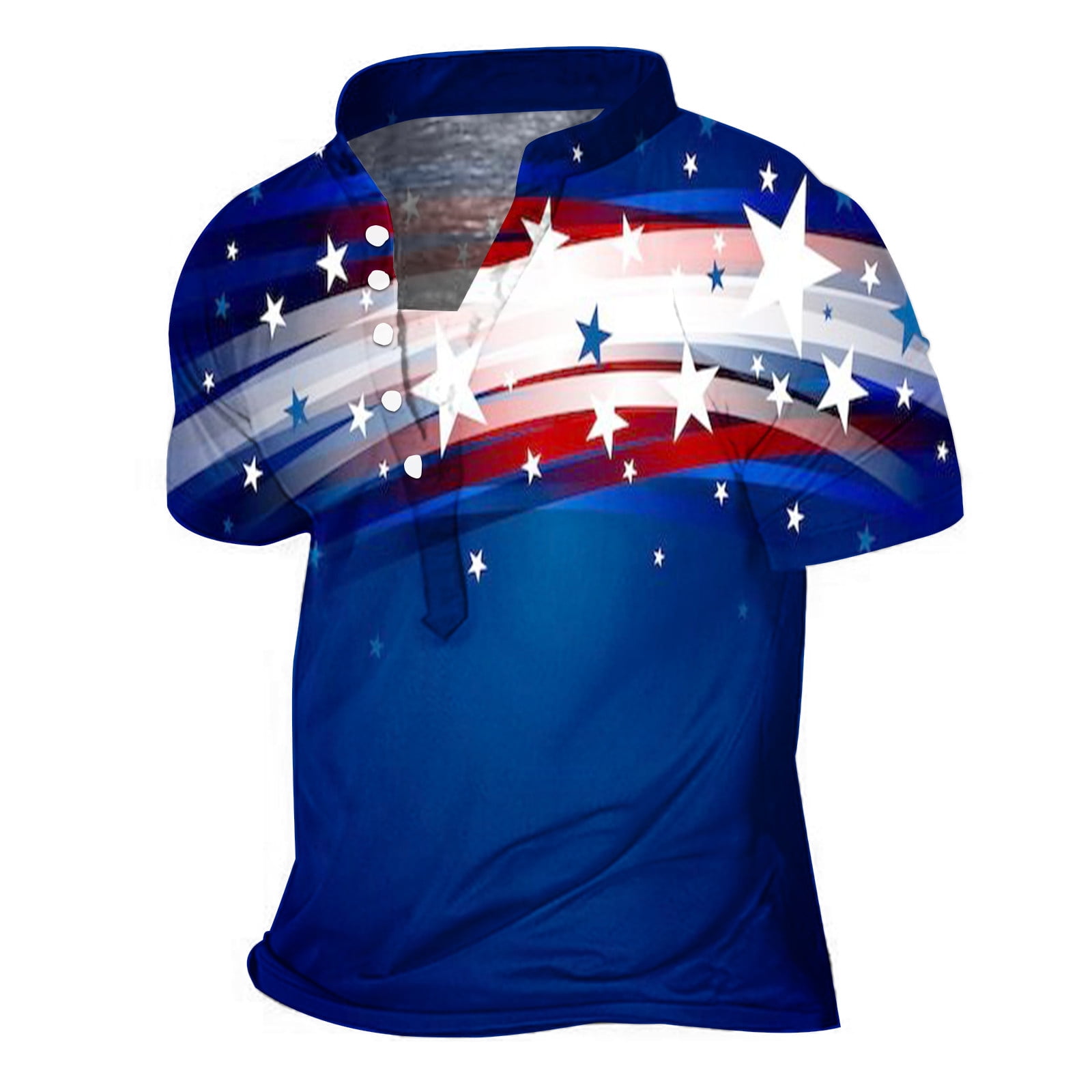 Amidoa Mens Stand Collar Fourth Of July Shirt Tops Fashion American