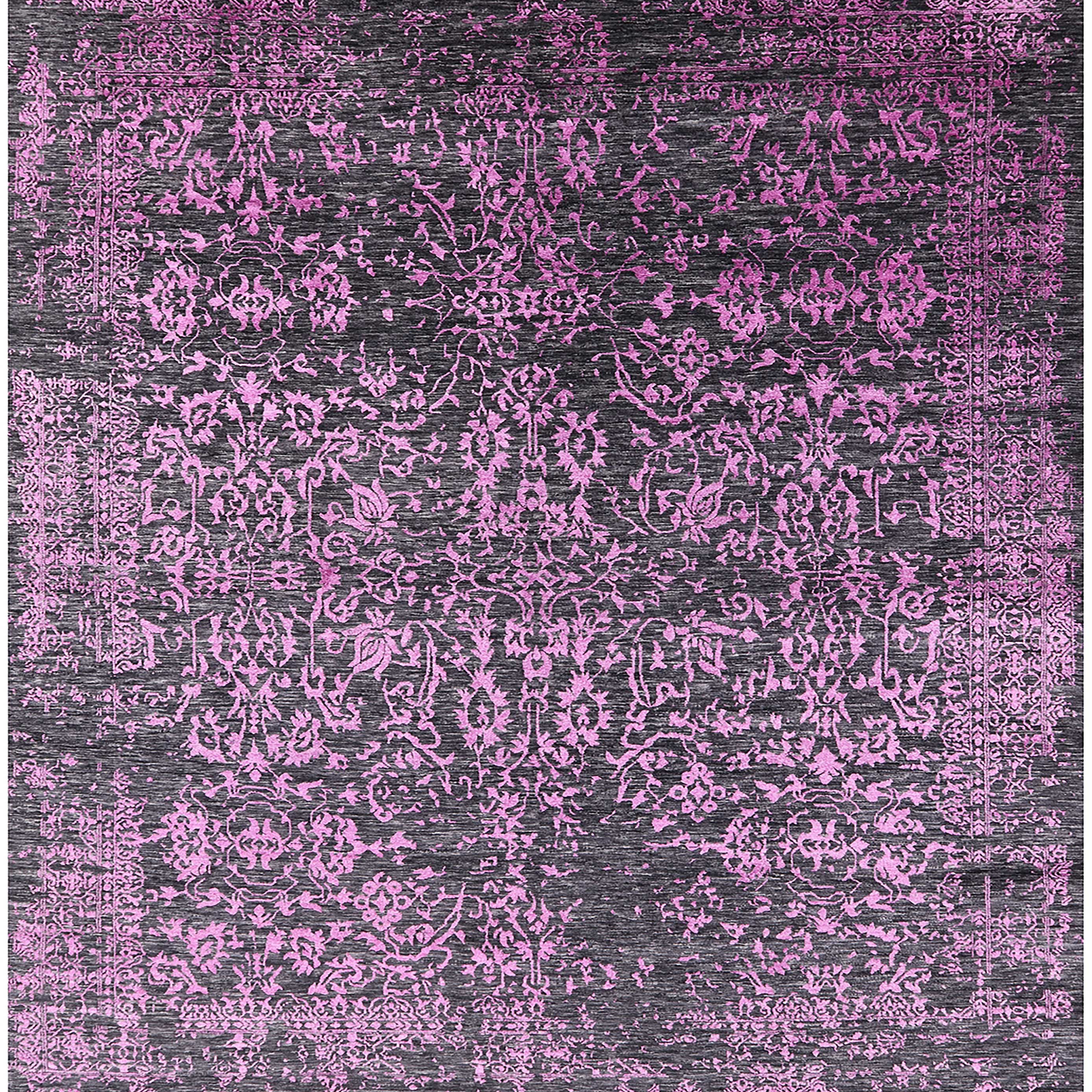 Ahgly Company Indoor Square Mid-Century Modern Plum Purple Oriental ...