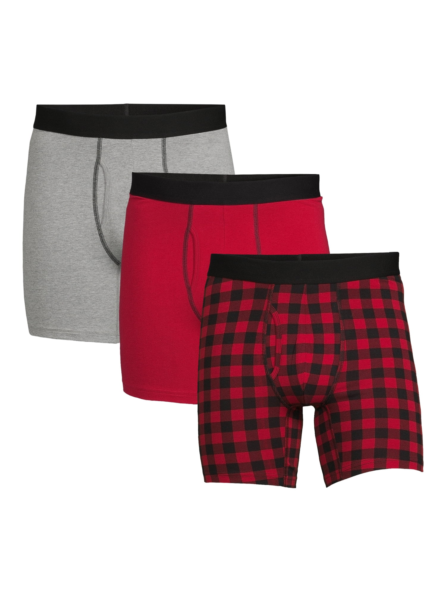 George Men's Buffalo Check Boxer Briefs, 3-Pack - Walmart.com