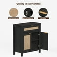 Sanspredet Black Metal Wooden Sideboard with Drawers, 2 Rattan Doors ...
