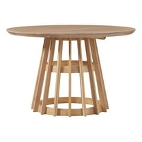 Pemberly Row Slatted Wood Pedestal Base Dining Table - 48 Inch ...