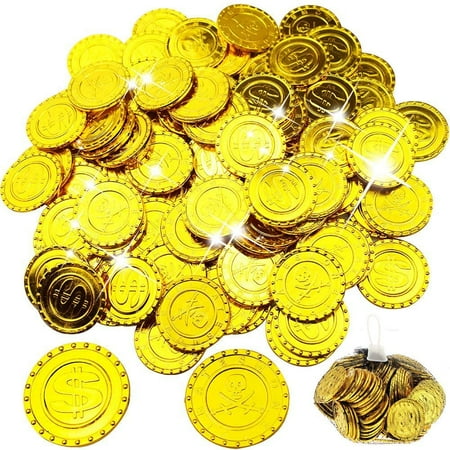 Gold Coins, 100 Pcs Pirate Piece, Pirate Gold Coins Kids Toys The ...