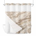 Abstract Beige Stripes No Hook Shower Curtain with Snap in Liner Set ...
