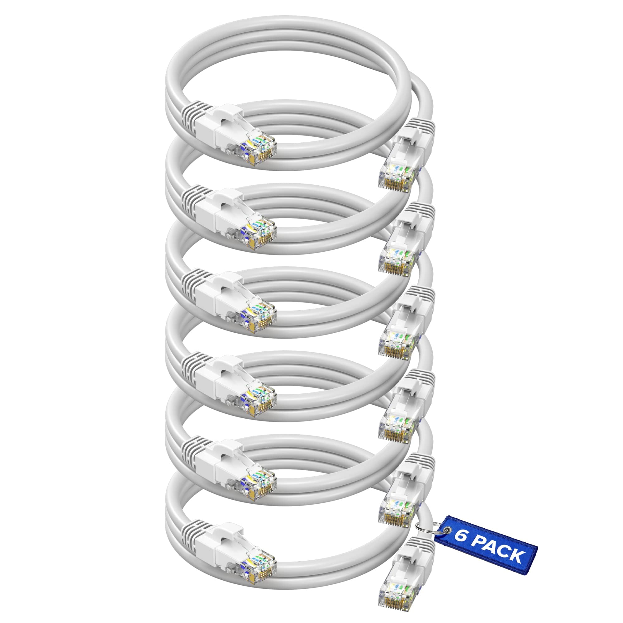 Ethernet Cable & Cat6 Network Cable, 6 ft, White LAN Rj45 Internet ...