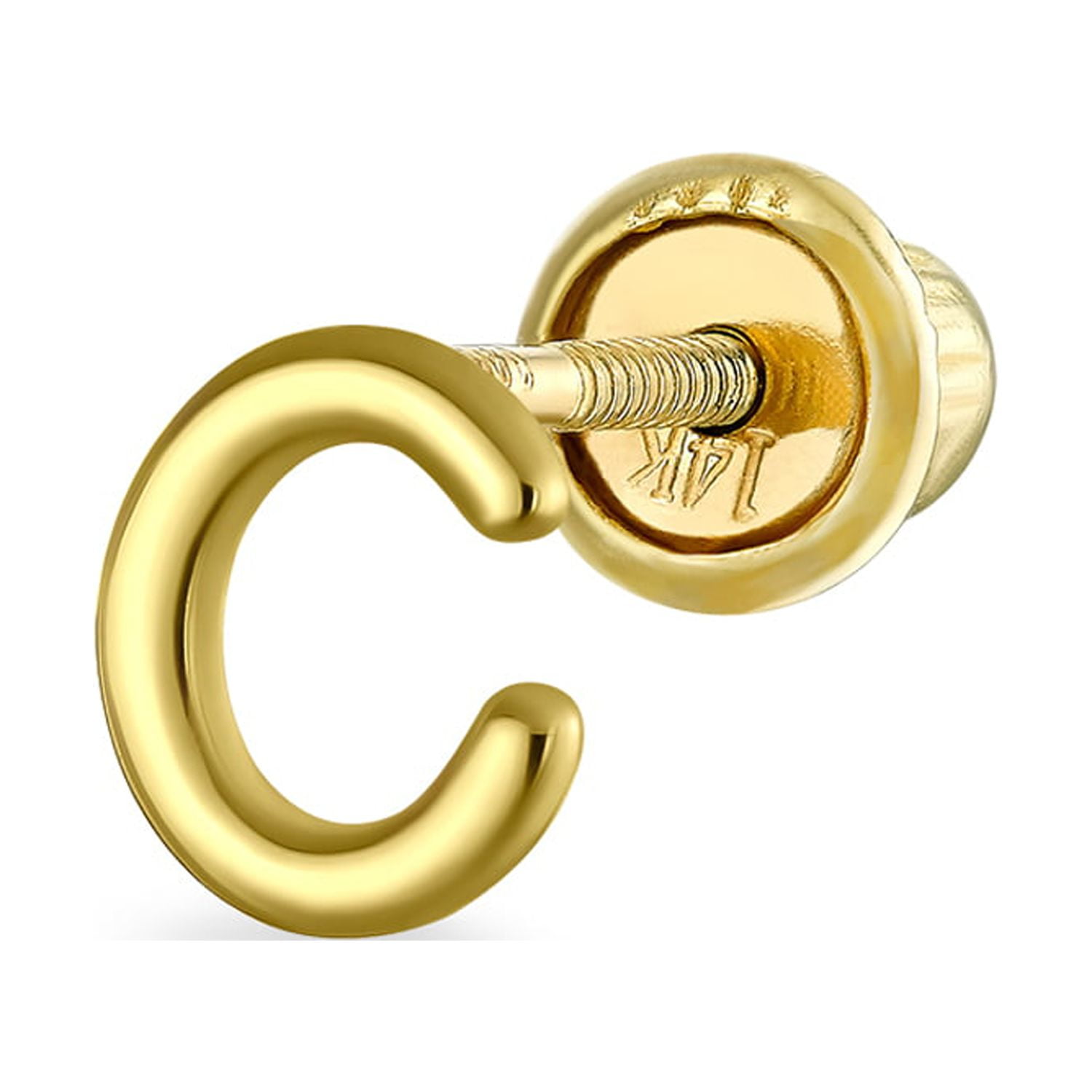 ABC Minimaliste Vrai Jaune 14K Or Majuscule Alphabet Lettre Initiale C ...