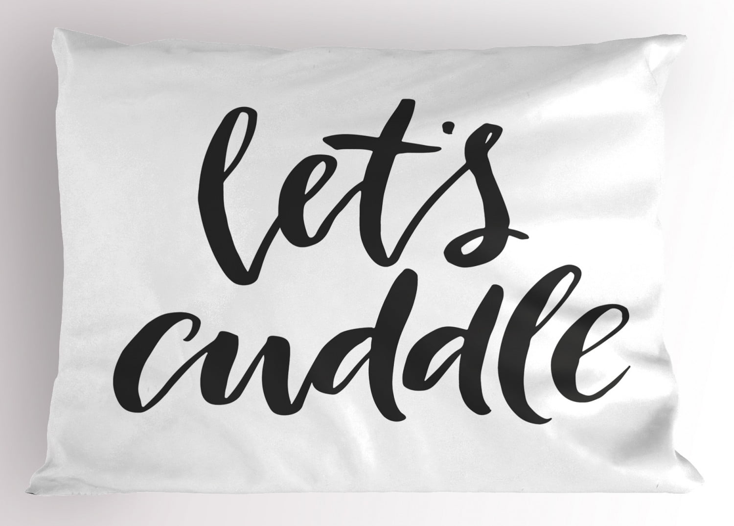 Lets Cuddle Pillow Sham, Hand Written Calligraphy in a Cursive Joined ...
