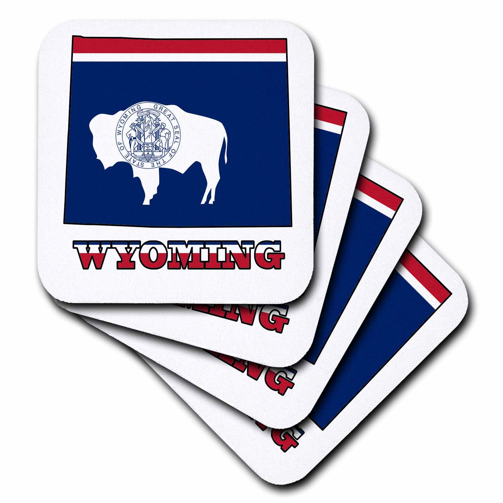 3dRose Wyoming state flag in the outline map and letters for Wyoming ...