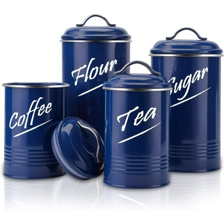Canister Sets Navy Blue Food Storage Canisters Containers: Carbon Steel ...