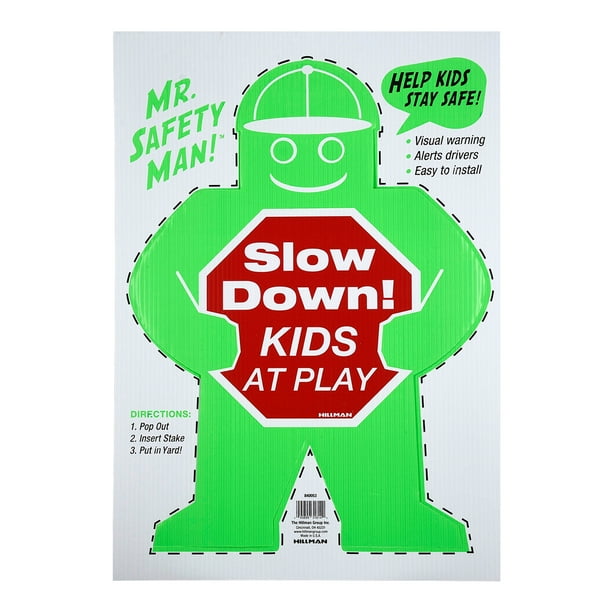 Hillman Plastic Slow Down Sign, Kids at Play Sign, 19" x 24", Green ...