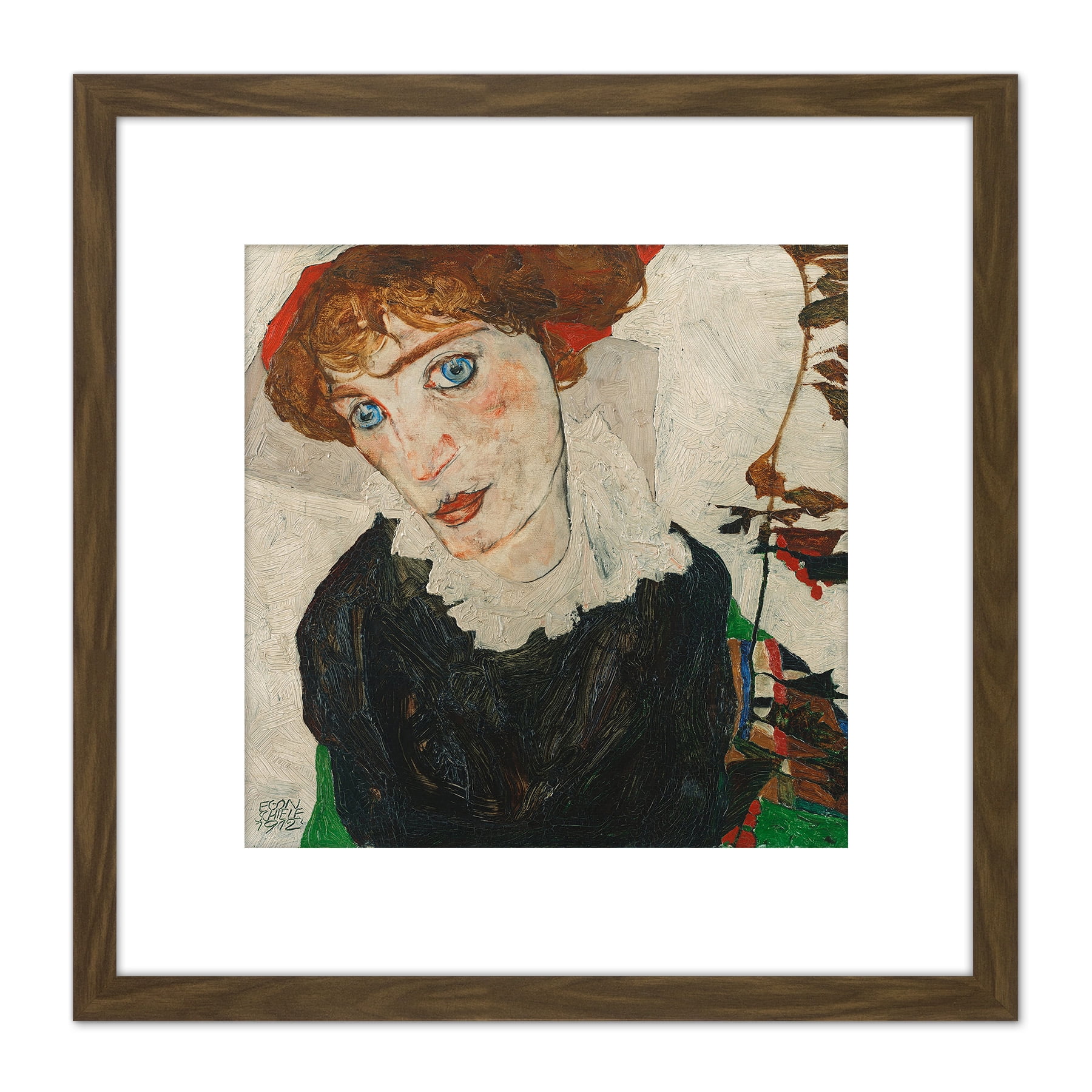 Egon Schiele Portrait Of Wally Neuzil 8X8 Inch Square Wooden Framed ...