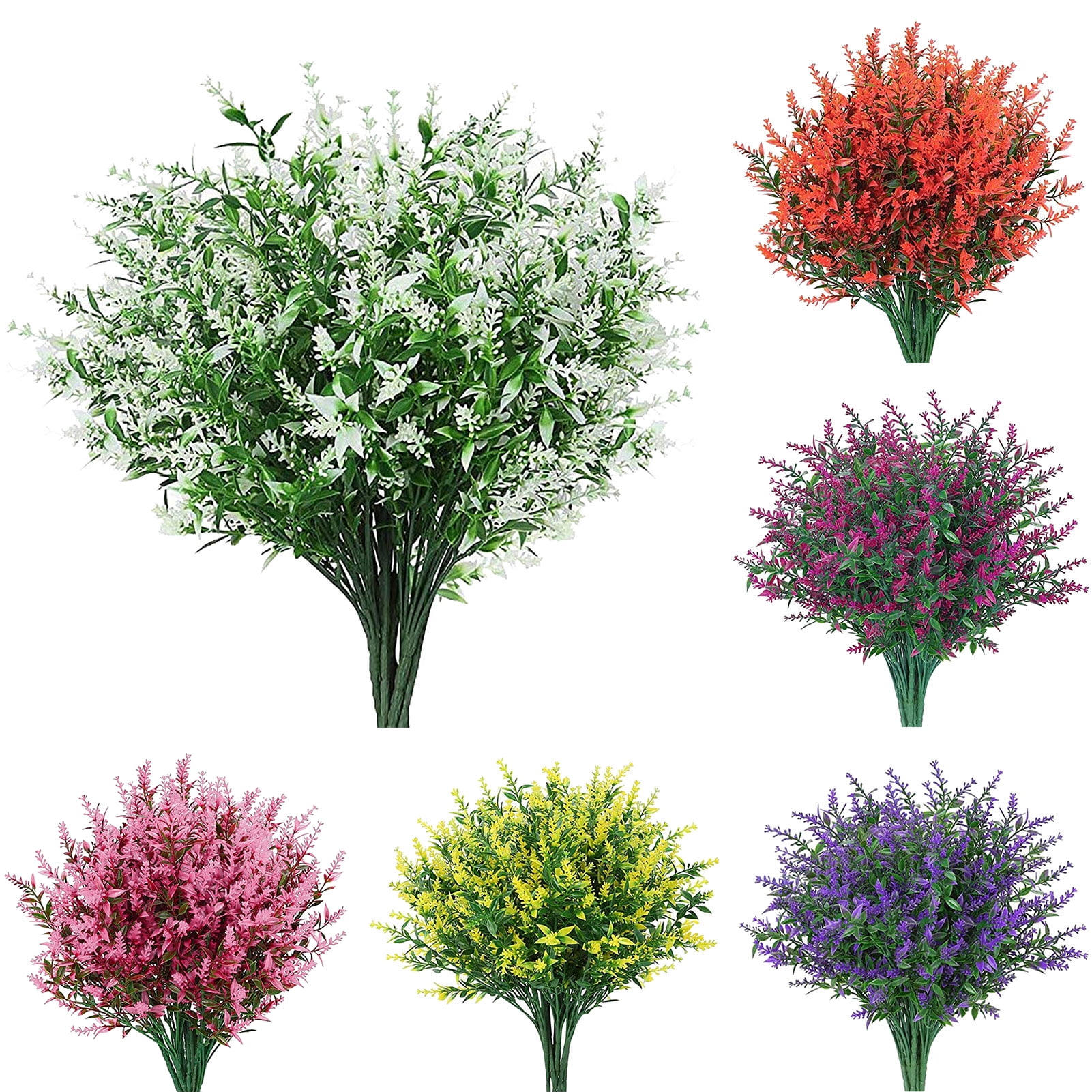 Vnanda 4Packs Artificial Flowers, Faux Flowers Fake 5 Forks Plastic ...