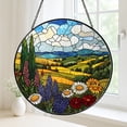 Colorful Meadow Flower Scene Window Suncatcher, Decorative Stained ...